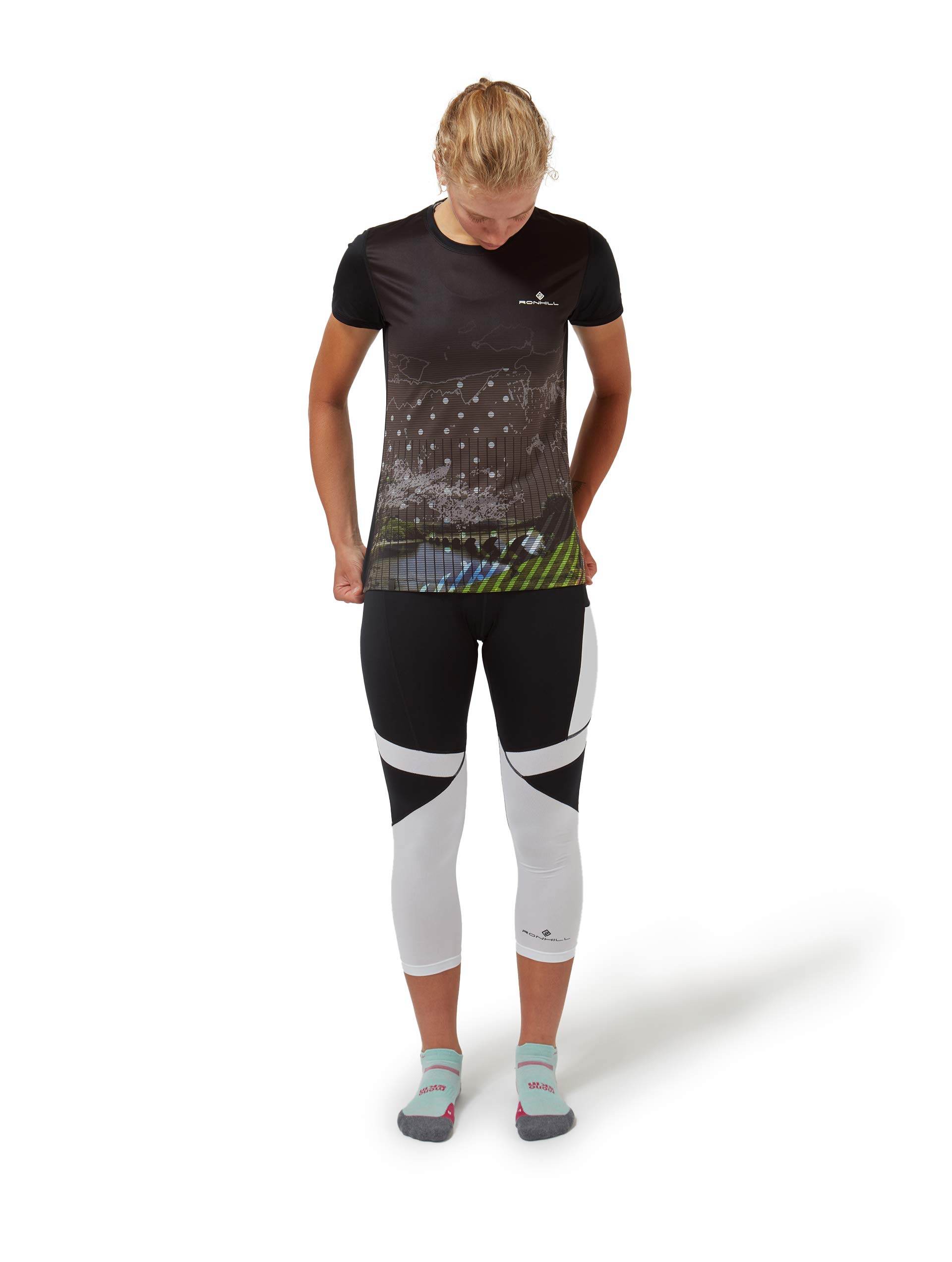 Ronhill Womens Tech Revive S/Tee, Black/Bright White, 10