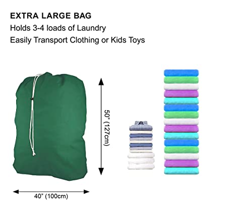 Super Extra Large Heavy Duty 100% Nylon Laundry Storage Bag, H U G E size: L 40" x H 50", Laundry Bag with Locking Closure Drawstring, Machine Washable, XXL Organizer Bag. Made in USA (GREEN)