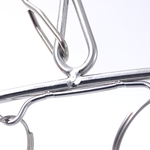 Z ZICOME 2 Pack Stainless Steel Hanging Drying Rack Clothes Hanger with 10 Clips for Drying Small Items, Socks, Underwear, Diapers, Bras, Baby Clothes, Towels, Face Masks, Gloves