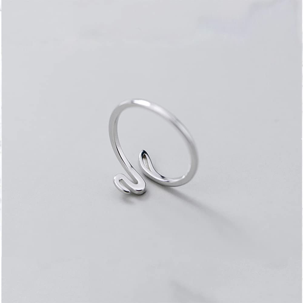 SILBERTALE Cool Snake Rings 925 Sterling Silver for Women Simple animal Stackable Knuckle Adjustabe Finger Rings For Men