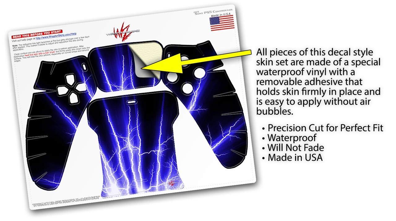 WraptorSkinz Skin Wrap compatible with Sony PS5 DualSense Controller Lightning Blue (CONTROLLER NOT INCLUDED)
