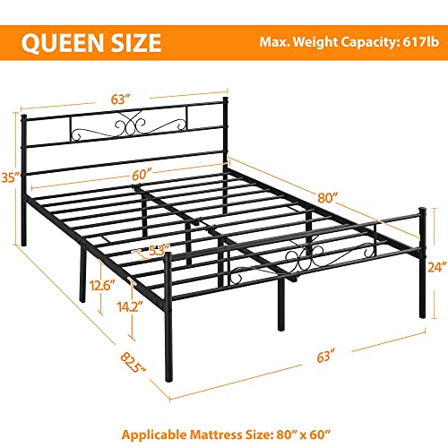 Yaheetech Queen Size Bed Frames/Metal Platform Bed with Headboard and Footboard/No Box Spring Needed/Easy Assembly, Black