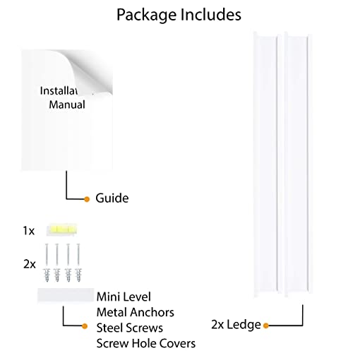 Wallniture Denver White Modern Wall Mount Floating Shelves β Long Narrow Picture Ledge - 56 Inch Long Set of 2 - Mounting Hardware Included