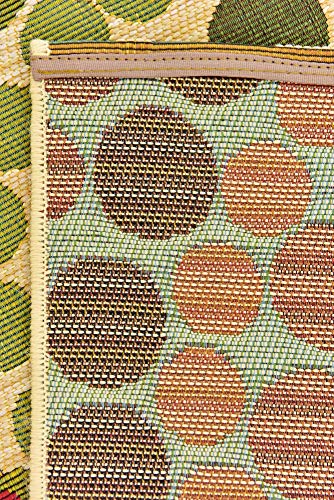 Unique Loom Outdoor Modern Collection Area Rug - Spark (2' x 6' 1" Runner, Beige/ Burgundy)