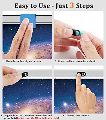Webcam Cover (3 Pack), Yilador 0.03 inch Ultra Thin Laptop Camera Cover Slide for iPhone iPad MacBook Pro Computer iMac Cell Phone PC Accessories Camera Blocker Slider, Great for Privacy - Black