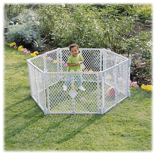 North States Industries State IND 8666 Grey 6 Panel Play Gate, White