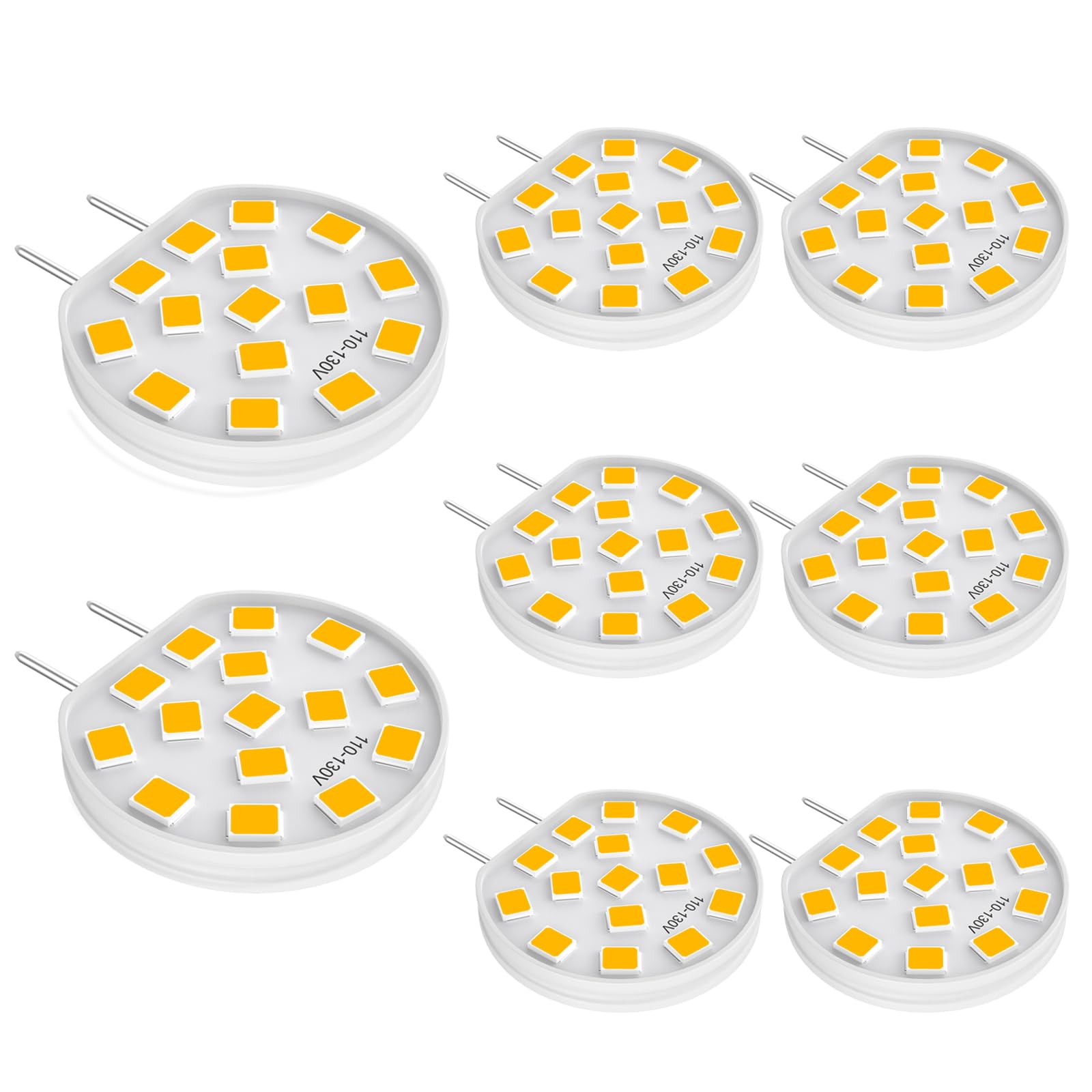 G8 LED Bulb Dimmable 3W Mini Thin Puck Light Bulbs Equivalent to 20W-25W T4 G8 Bi-Pin Base Halogen Bulb, 120V Warm White 3000K G8 Bulb for Under Counter Kitchen Lighting, Under Cabinet Light (8 Pack)