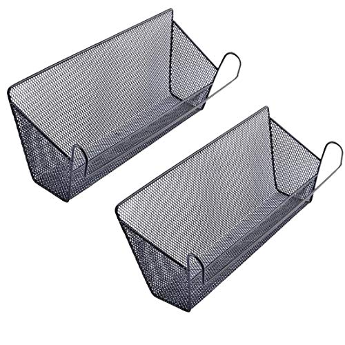 YIFAN 2Pack Dormitory Bedside Storage Baskets, Mesh Origanizer for Books Phones Drinks Office Home Table Hanging Organizer Desktop Corner Shelves - Black