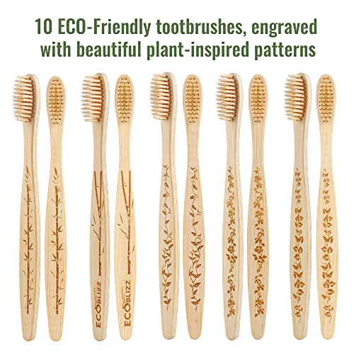 Premiumswede Bamboo Toothbrushes - Biodegradable Eco Friendly Soft Toothbrushes for Adults, Kids - Natural Wooden Toothbrushes with Soft Bristles - 10 Pcs Family Toothbrush Pack
