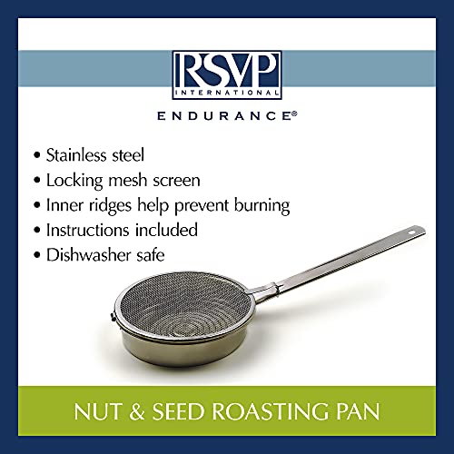 RSVP International Kitchen Roasting Collection Dishwasher Safe, Nut/Seed Toasting Pan, Stainless Steel