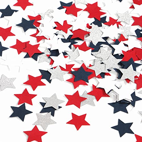 Red-White Blue-silver Patriotic-Decorations Star Confetti - 300pcs Graduation 2023 4th Fourth of July Decorations Paper Confetti Olympics Party Decor Men Boys Birthday Table Decor Panduola
