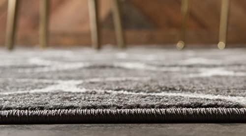 Unique Loom Trellis Frieze Collection Area Rug - Rounded (4' 1" x 6' 1", Dark Gray/ Ivory)