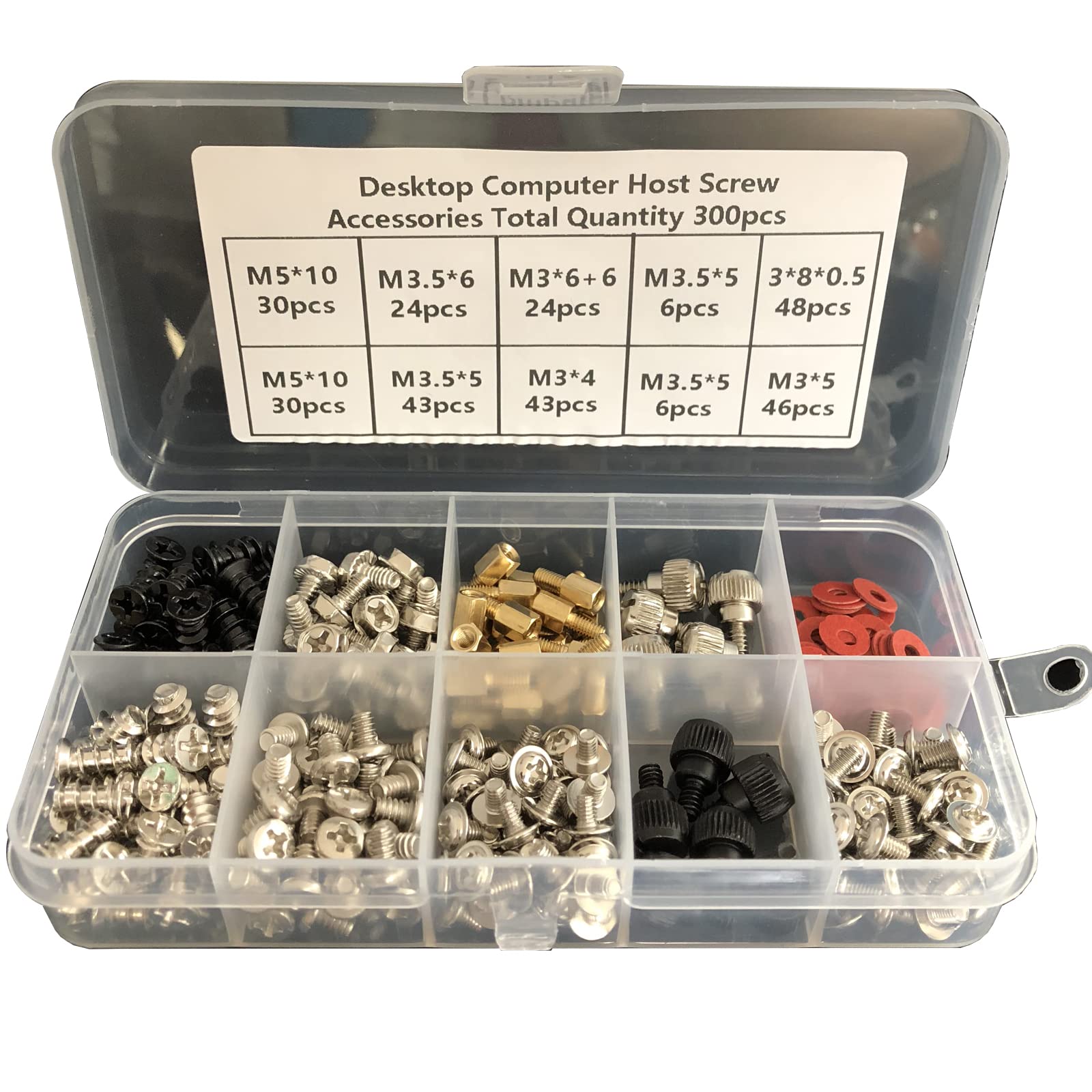 BENLIUDH Motherboard Screws Standoffs Kit, Replacement Computer Screws Assortment Kit Motherboard Gasket Computer Fan Case Screws for DIY & Repair - 300 Pcs