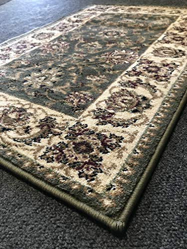 Traditional Oval Doorway Mat Persian 330,000 Point Area Rug Green Burgundy Beige Design 601 (2 Feet X 3 Feet)