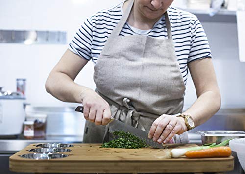 Versachop Trio, Extra Large 22 X 16 inch Cutting Boards for Kitchen, Butcher Block - Totally Natural Organic Moso Bamboo board with three Stainless Steel Bowls attached for easy chopping