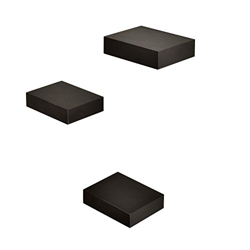 Small Floating Shelf - Mini Wall Display Shelves for Living Room, Kids Bedroom or Bathroom, Set of 3, Black