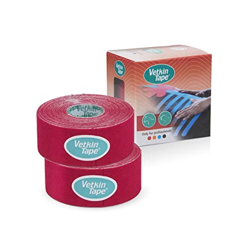 VETKIN VetkinTape® Veterinary Kinesiology Tape Red | Kinesiology Tape for Horses & Dogs | Equine & Canine Kinesiotape | Latex Free and TÜV Quality Mark Certified Ktape | 1.2 inch | Pack of 2 Rolls