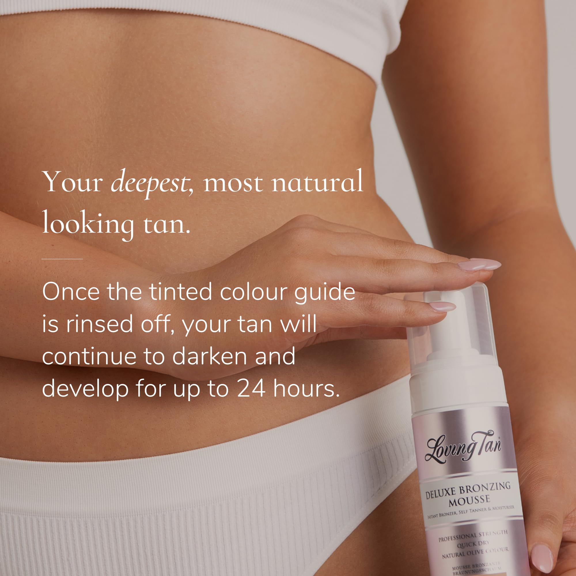 Loving Tan Deluxe Bronzing Mousse, Medium - Streak Free, Natural looking, Professional Strength Sunless Tanner - Up to 5 Self Tan Applications per Bottle, Cruelty Free, Naturally Derived DHA - 4 FL Oz