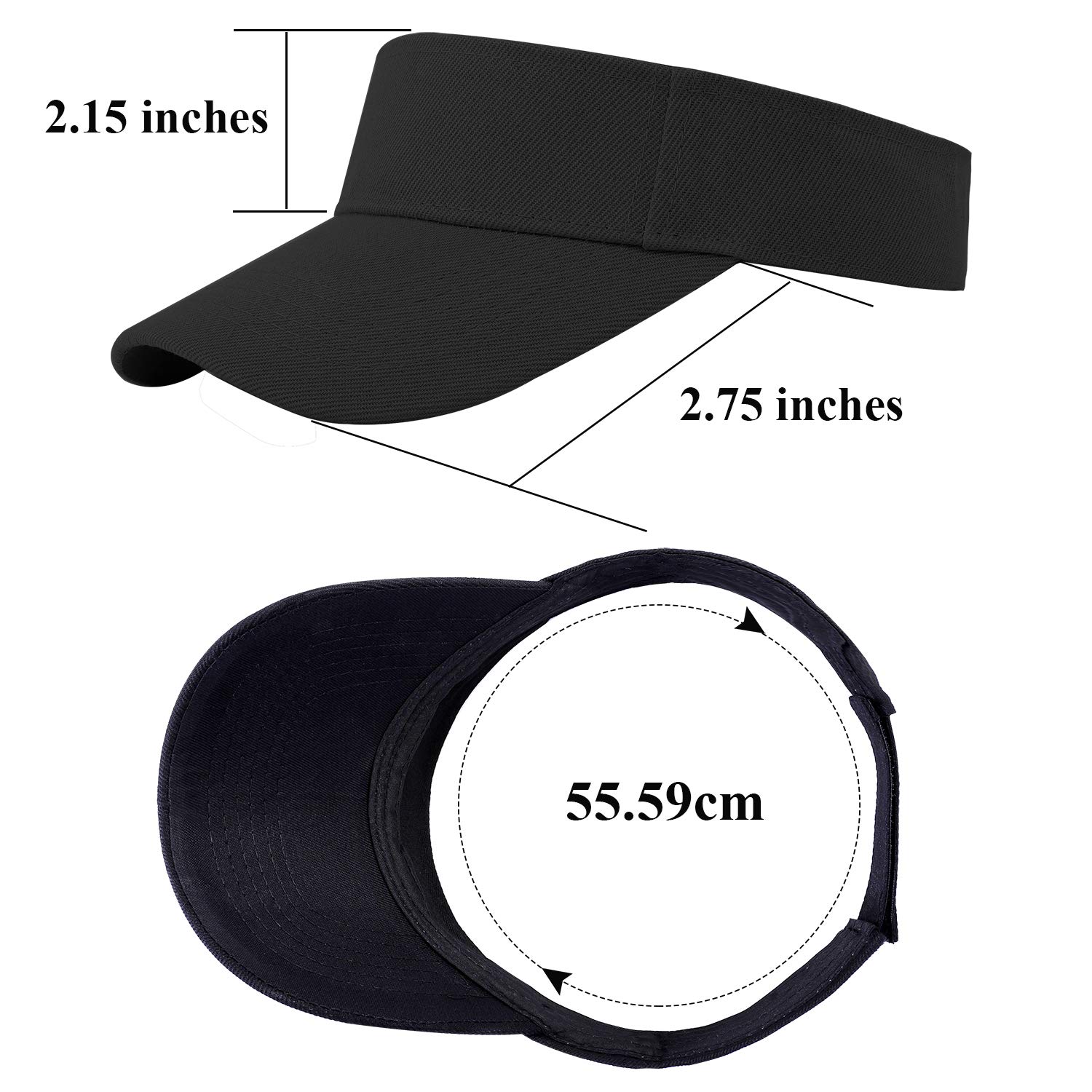 Cooraby 3 Pack Athletic Sun Visors Hats One Size Adjustable Sun Cap for Women and Men Black, White, Grey