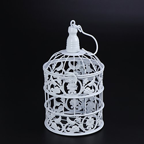 UEETEK Decorative Metal Bird Cage Home Hanging Ornament for Wedding Party Decoration (White)