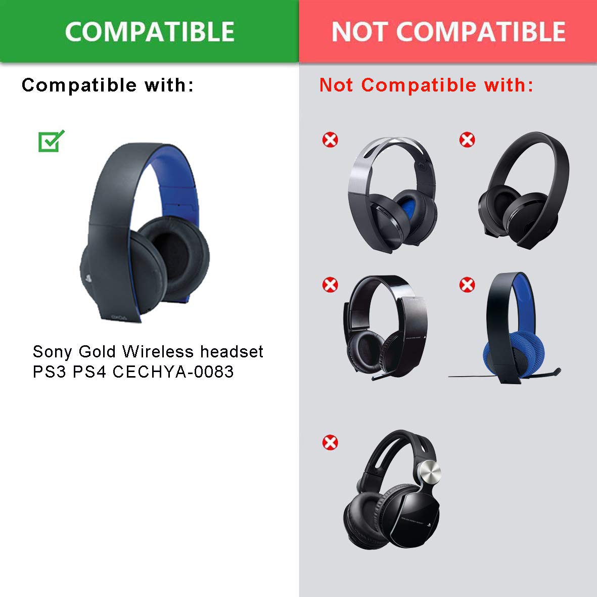 Defean Upgrade Earpads Headband Replacement Compatible with Sony ps4 Gold Wireless Headset PS3 PS4 7.1 Virtual Surround Sound CECHYA-0083 Headphone (Sheepskin)