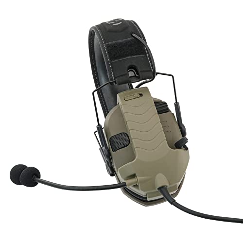 TSVISIONCORE Microphone & PTT for Walker's Razor Noise Cancelling Headphones Airsoft(Tan)