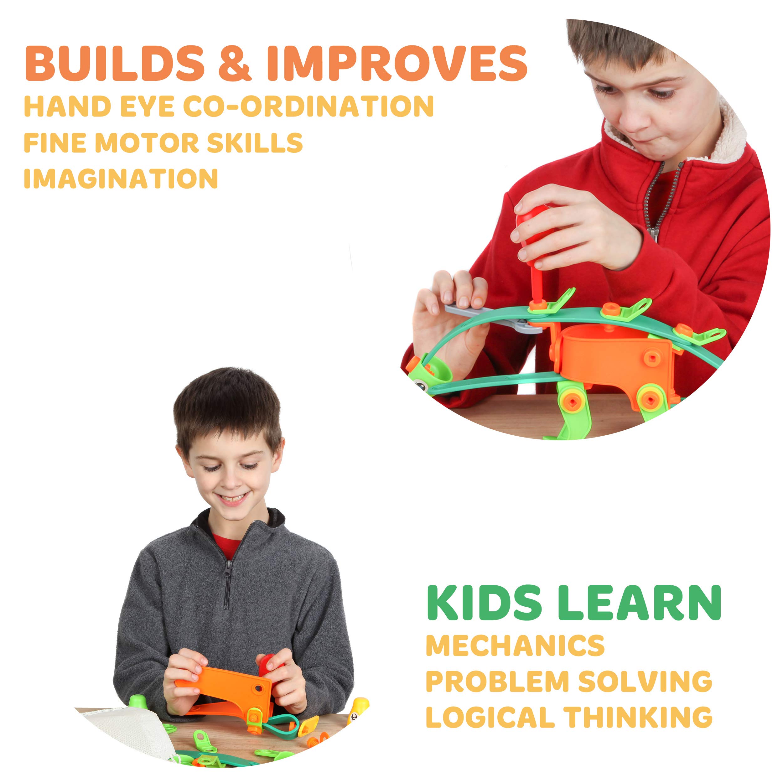 Fine Motor Toys for 4 Years Old & Up, 90-Piece STEM Dinosaur Building Set, Dinosaur Toys for Boys & Girls 4 5 6 7 8 Years Old