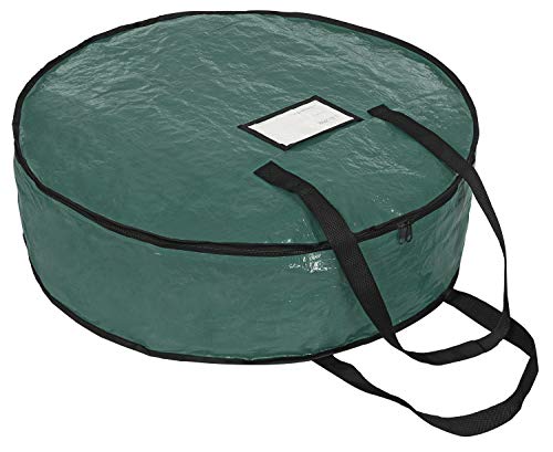 ProPik Christmas Wreath Storage Bag 36" - Garland Holiday Container with Tear Resistant Material - Featuring Heavy Duty Handles and Transparent Card Slot - 36β X 8β (Green)
