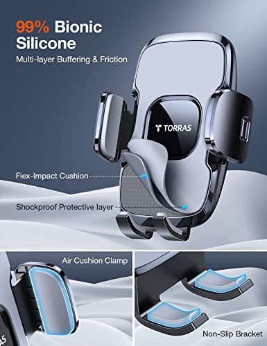 TORRAS [Full Protection Vent Phone Holder for Car [Vertical & Circle Vent Friendly] Stable Phone Mount Holder 2 in 1 Strong Clamp Air Vent Holder fits for iPhone 14 13 12 PM &Samsung 22 21 Ultra