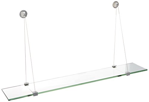 Spancraft Glass Crane Glass Shelf, Brushed Steel, 10 x 48