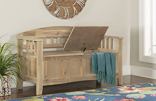 Linon Natural Washed Storage Frankie Bench, Seat Height of 18"