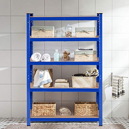 Tangkula Metal Storage Shelves, 60inches Heavy Duty Frame Organizer, 5-Tier Garage Shelf, Multi-Use Storage Shelving Unit, Storage Rack with Adjustable Shelves (30" L×12" W×60" H) (1)