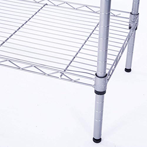 WEI WEI GLOBAL 5-Tier Metal Wire Shelving Unit, Adjustable Utility Storage Standing Rack Organizer Cabinet for Garage Laundry Bathroom Kitchen Closet -29" L x 13" W x 59" H, Silver Gray