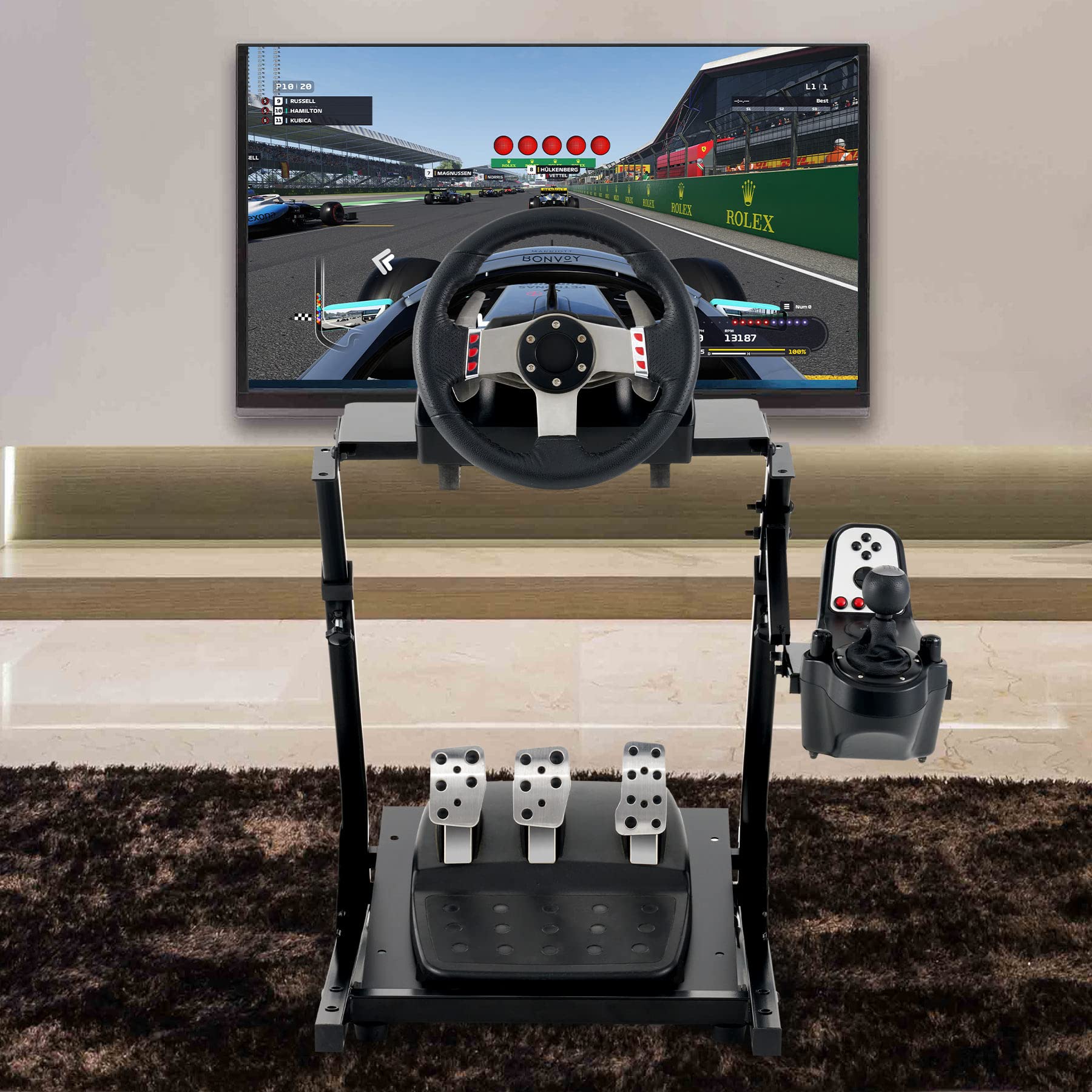 CO-Z Foldable Racing Steering Wheel Stand, Height Adjustable Plus Gearshift Mount Compatible with Logitech G920 G27 G25 G29 Racing Wheel and Pedal, Thrustmaster T80 T150 TX F430 Gaming Wheel Stand