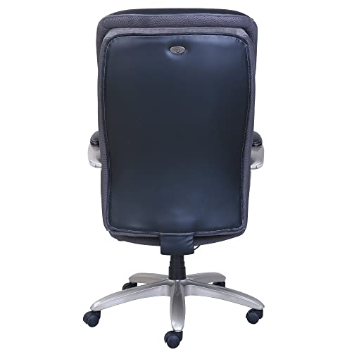 Serta® Smart Layers™ Hensley Big & Tall Ergonomic Bonded Leather High-Back Chair, Black/Silver