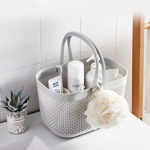 UUJOLY Plastic Organizer Storage Baskets with Handles, Shower Caddy Bins Organizer for Bathroom and kitchen(Grey