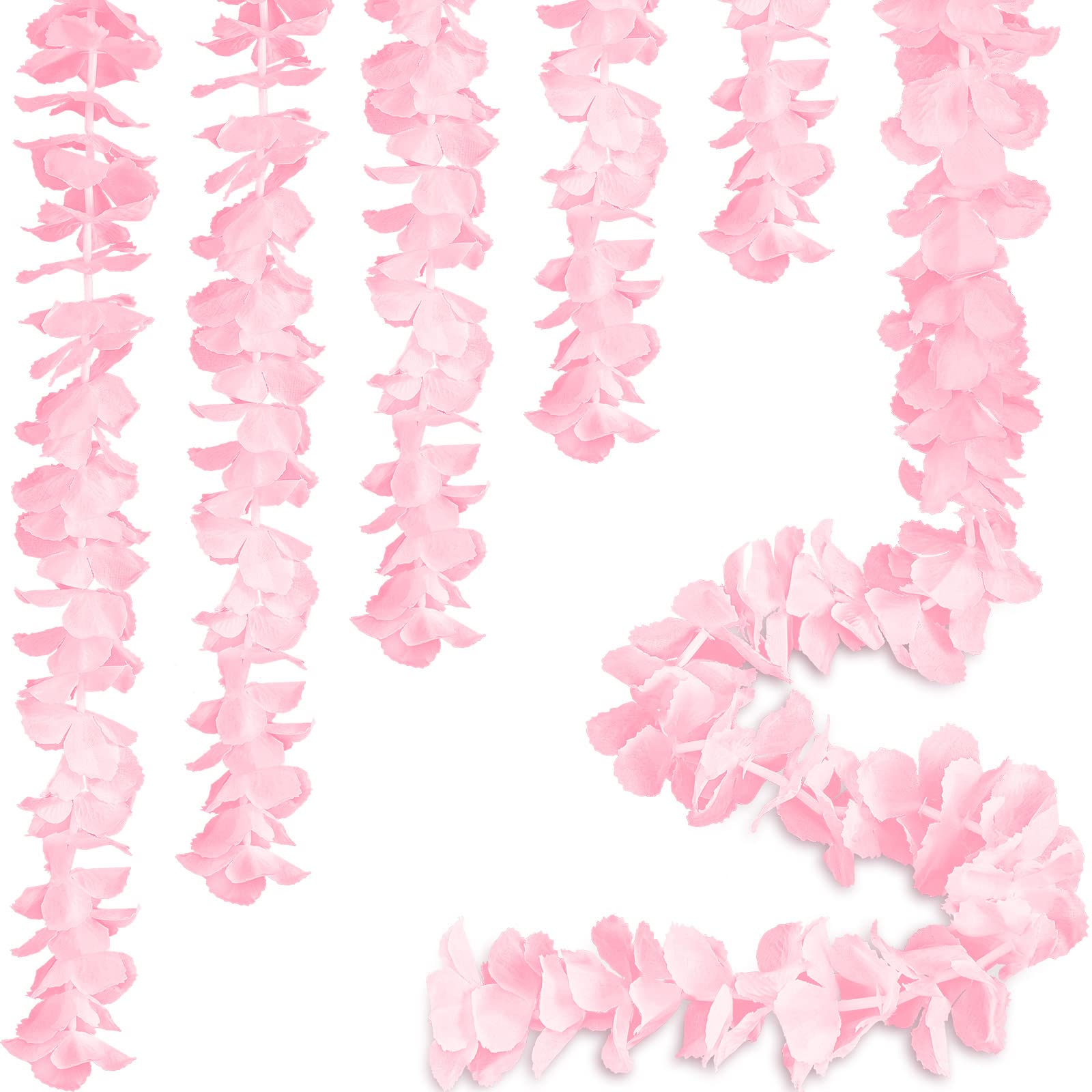 Juinte 20 Pieces 65.6 Ft Faux Silk Wisteria Vine Hanging Garland Faux Wisteria Vine Ratta Hanging Flowers Silk Faux Flowers Garland Faux Flowers Garland for Home Wedding Garden Outdoor Decor (Pink)