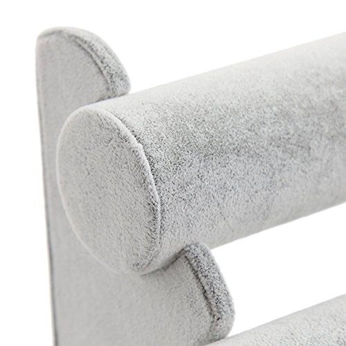 Wudygirl Triple Bracelet Holder Jewelry Display Stand Watch Bangle Bar Necklace Storage Organizer Gray (Ice Velvet 3 Tier)