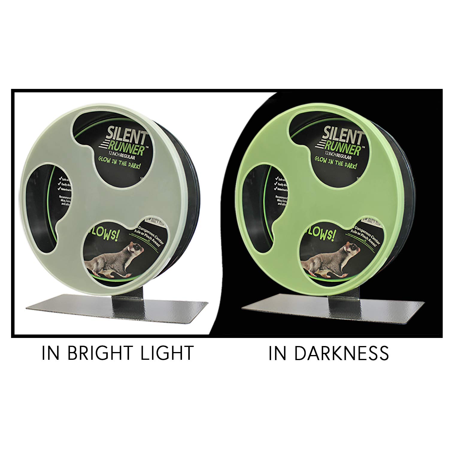 Silent Runner Glow Wheel - 12" Regular - Silent, Fast, Durable Exercise Wheel - Sugar Gliders, Hamsters, Female Rats, Mice & Small Pets