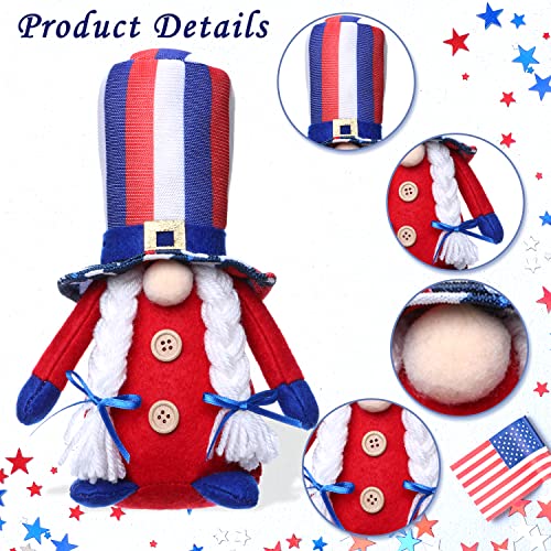 ZTML 4th of July Patriotic Gnome Set, 2 Handmade USA Swedish Tomte Plush - Table Ornaments for Memorial & Independence Day