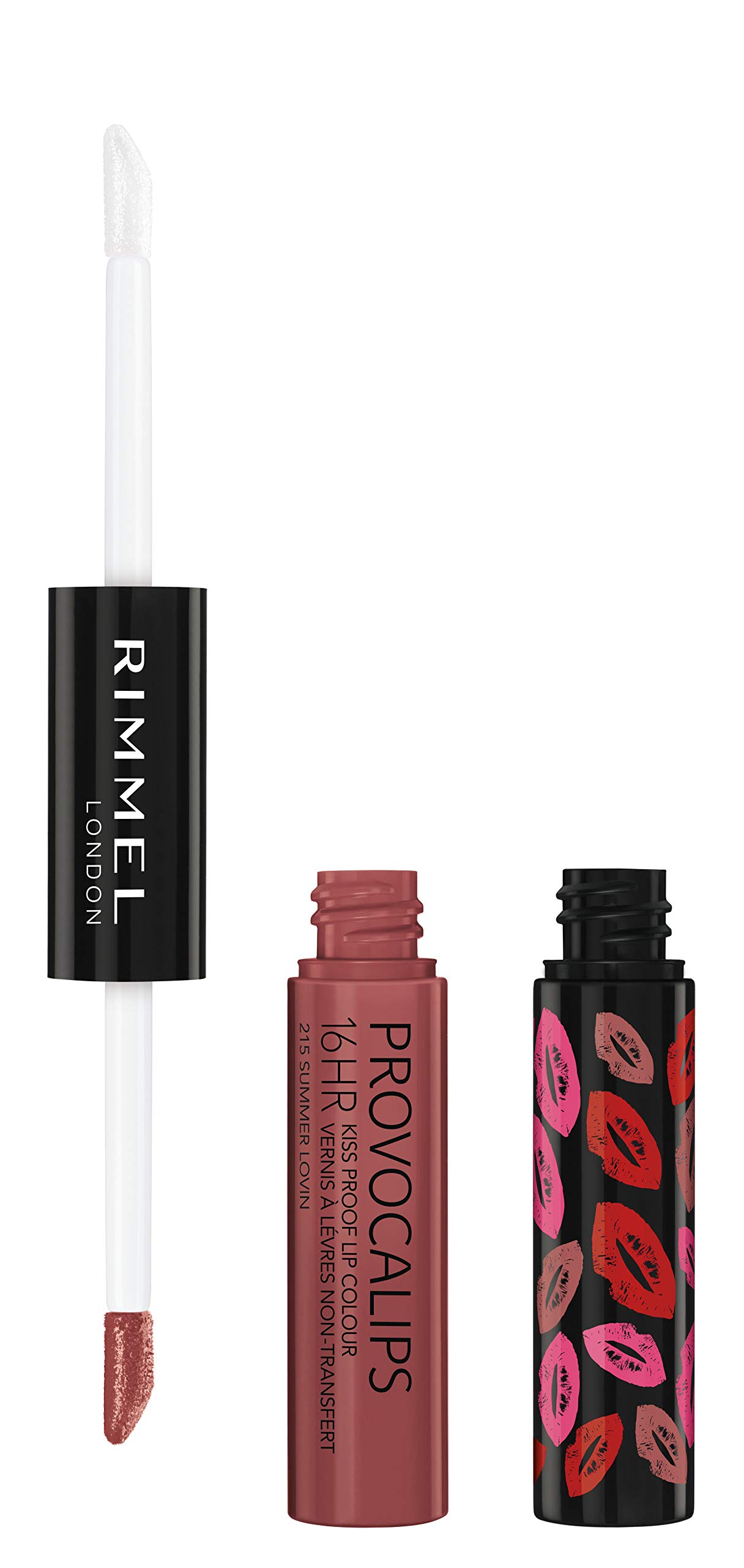 Rimmel London Provocalips 16hr Kiss-Proof Lip Color - Two-Step Liquid Lipstick to Lock in Color and Shine - 215 Summer Lovin, .14 fl.oz.