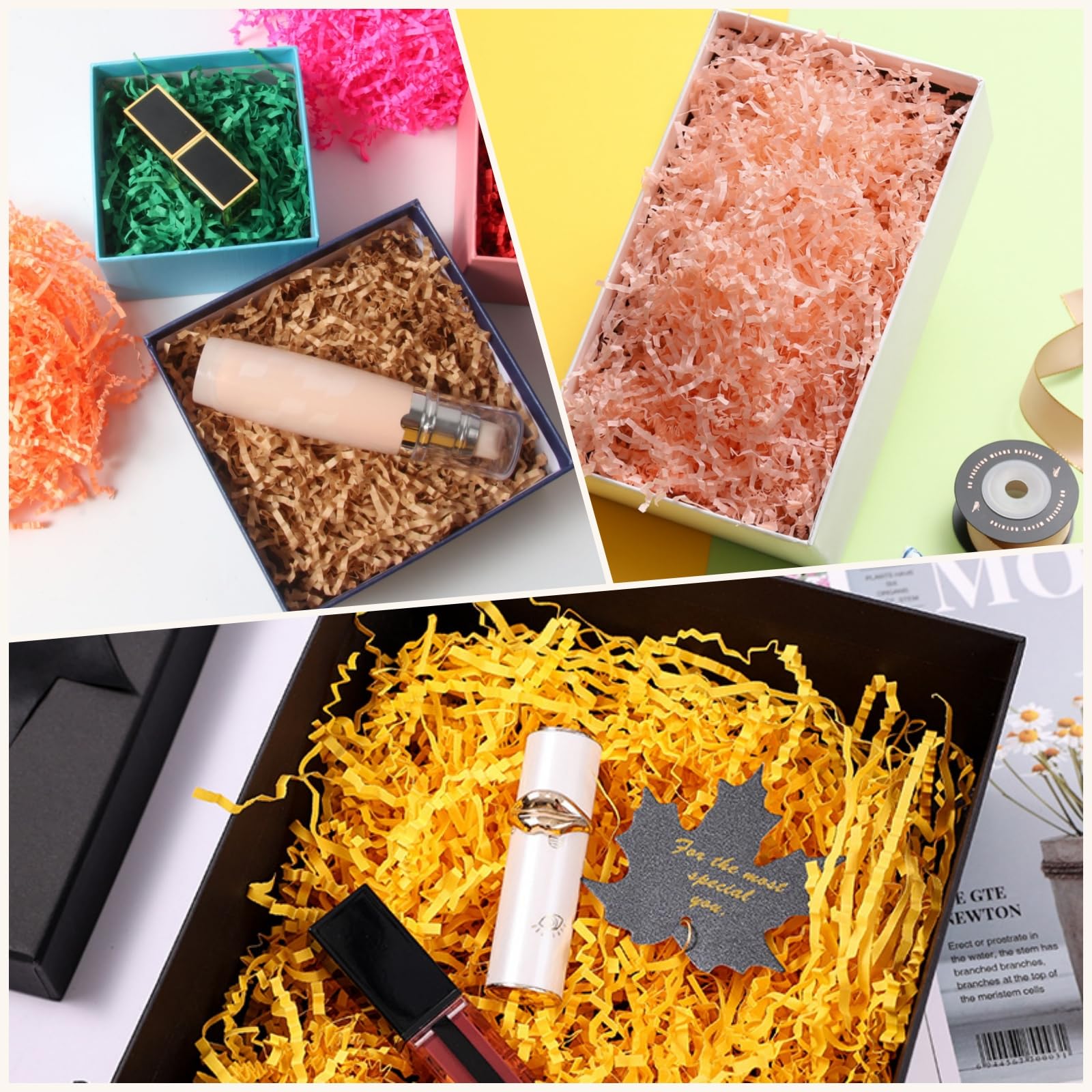 YHXKJ Crinkle Paper for Gift Box (1/2 LB) Crinkle Cut Paper Shred Filler,Shredded Paper Filler Packing Gift Wrap Easter Basket Grass Filler-Bright Orange