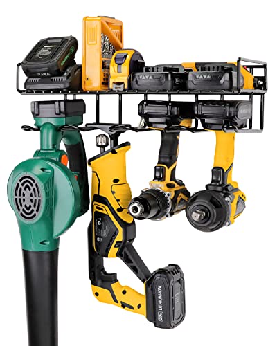 UNITEDPOWER Wall Mounted Power Tool Organizer Holder, Heavy Duty Utility Storage Rack for Battery Powered Hand Tools, Cordless Drill Rack and Tool Shelf w/Compact Design, Perfect for Father's Day
