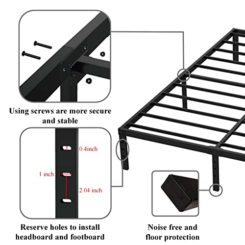 Upcanso 16 Inch King Bed Frame Heavy Duty Metal Platform King Size Bed Frames with 14 Inch Storage, Easy Assembly 3,500 lbs Steel Slats Support Mattress Foundation, Black