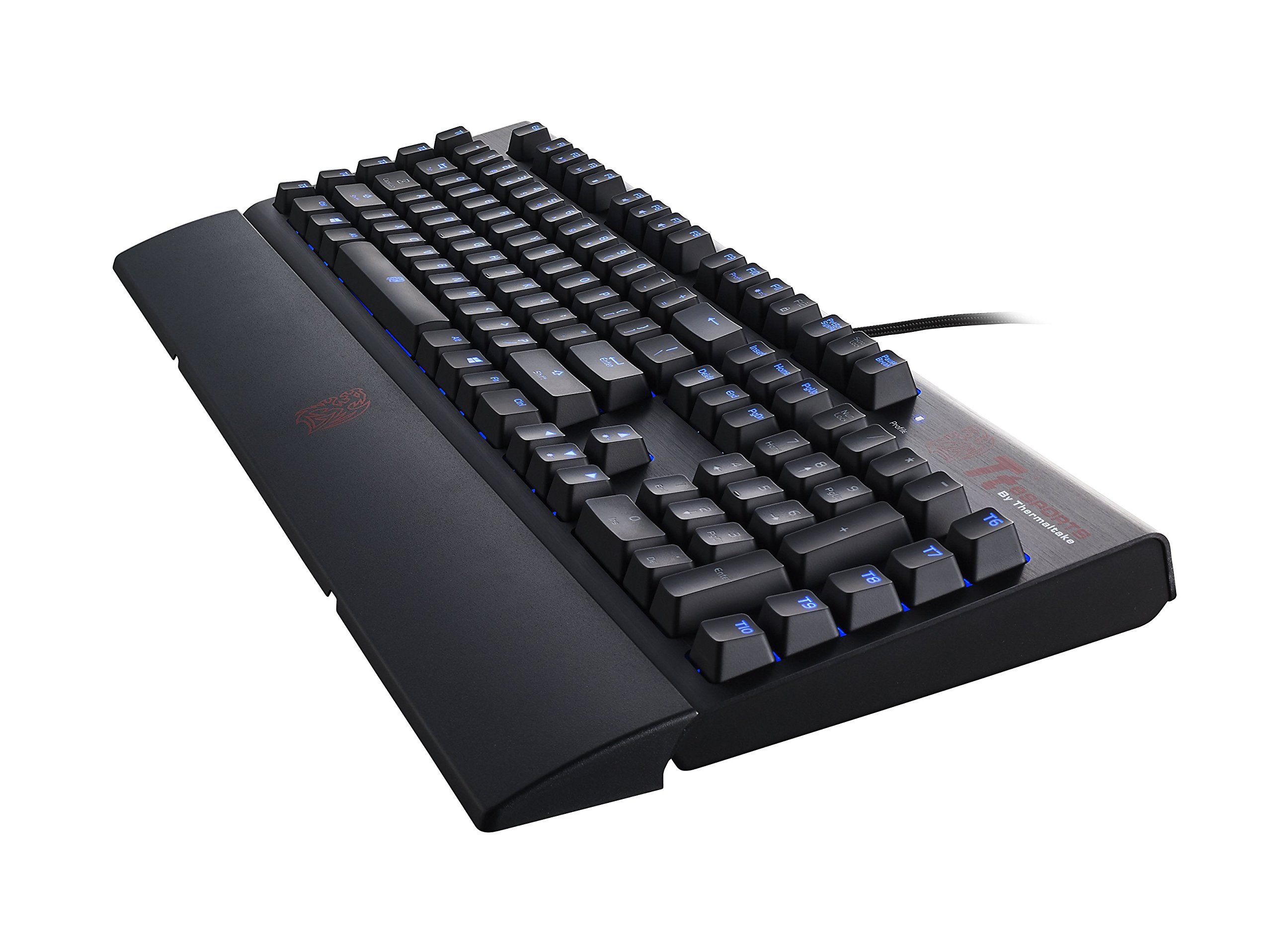 Thermaltake Tt e Sports Poseidon Z Forged Aluminum Faceplate with Built-in USB Port & Sound Card Brown Switches Blue Backlight Mechanical Gaming Keyboard KB-BAZ-KBBLUS-04