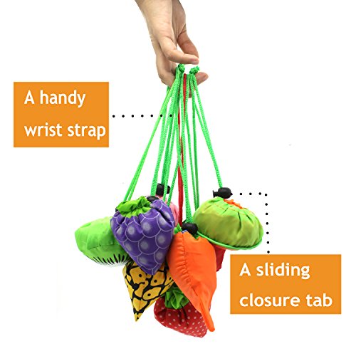 YUYIKES 10PCS Fruits Reusable Grocery Shopping Tote Bags Folding Pouch Storage Convenient for Travel