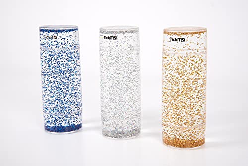 TickiT Sensory Glitter Storm - Set of 3 - Blue, Silver, Gold - Calming Glitter Tubes for Stress and Anxiety Relief - Encourage Focus and Concentration - Special Needs Toy