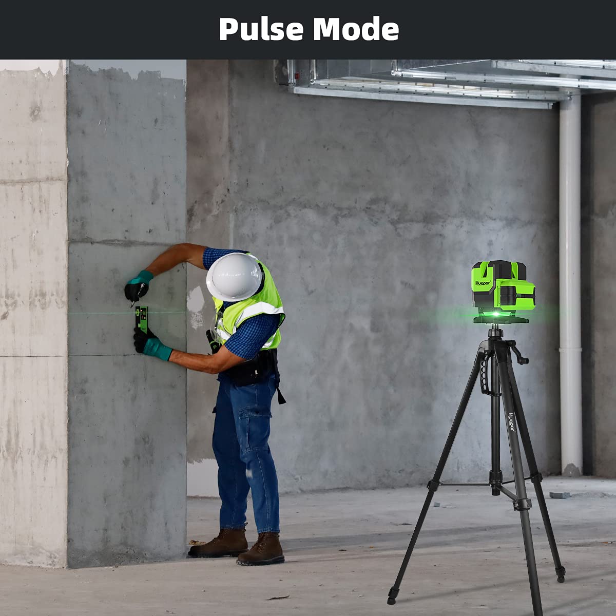 Huepar Multi-Line Laser Level-360° Floor Horizontal and Two Vertical Lines with Plumb Dot, Green Cross Line Self-leveling Laser Tool-Rotating Base, Lifting Base, Li-ion Battery&Hard Carry Case LS21G
