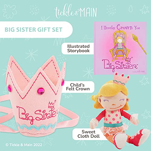 Tickle & Main Big Sister Gift Set, I Hereby Crown You Big Sister Book, Doll, and Child Size Crown