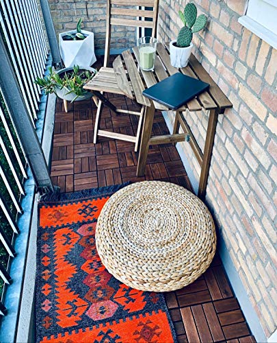 Secret Sea Collection Modern Bohemian Style Small Area Rug, 2' x 3' ft, Cotton, Washable, Reversible (Charcoal Grey-Orange)
